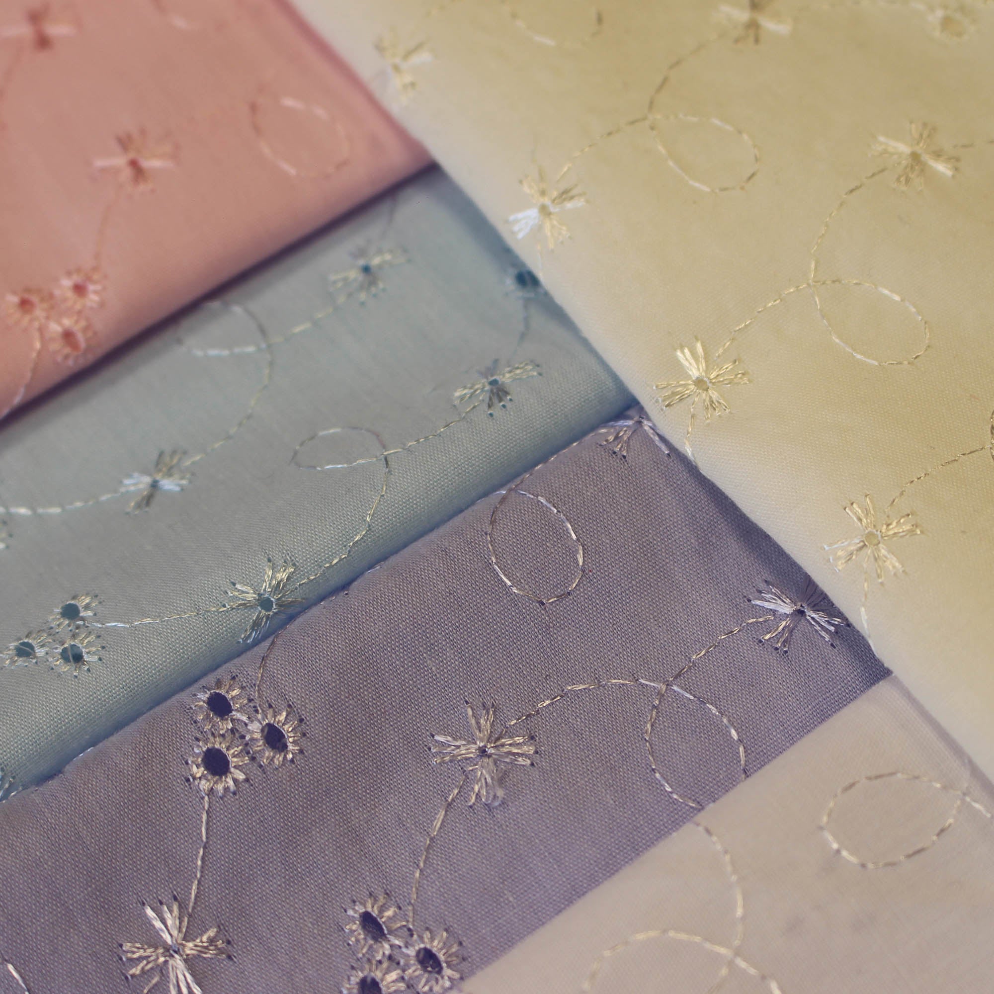 Broderie Anglaise - 3 Hole Embroidered Poly Cotton Fabric