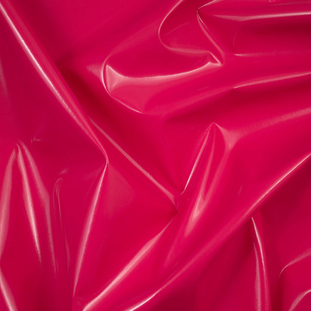 Cerise PVC Shiny Stretch Fabric - 1 Way Natural Stretch - PU Coated