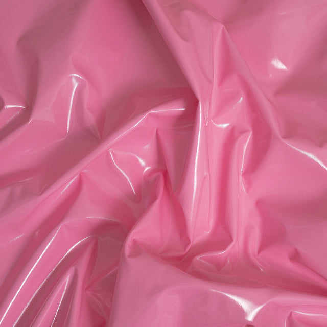 Barbie Pink PVC Shiny Stretch Fabric - 1 Way Natural Stretch - PU Coat