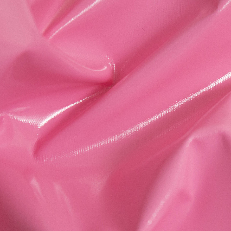 Barbie Pink PVC Shiny Stretch Fabric - 1 Way Natural Stretch - PU Coat