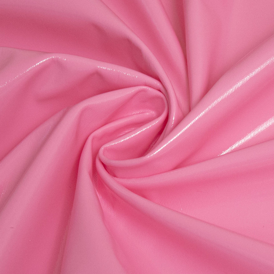 Barbie Pink PVC Shiny Stretch Fabric - 1 Way Natural Stretch - PU Coat
