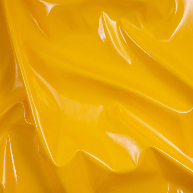 Yellow PVC Shiny Stretch Fabric - 1 Way Natural Stretch - PU Coated
