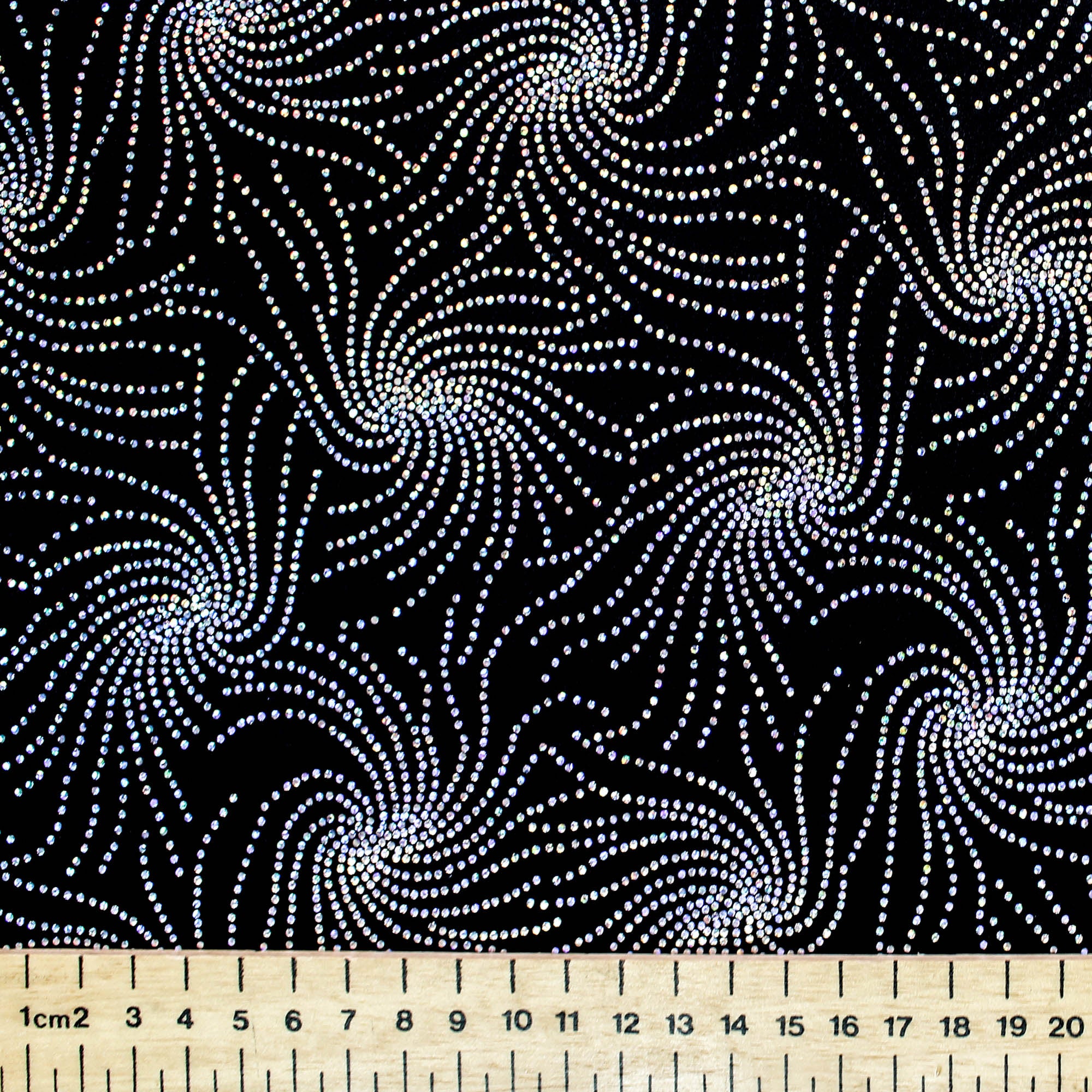 Black - Starburst Firework Fabric Hologram Sequin all way (4 way) stre
