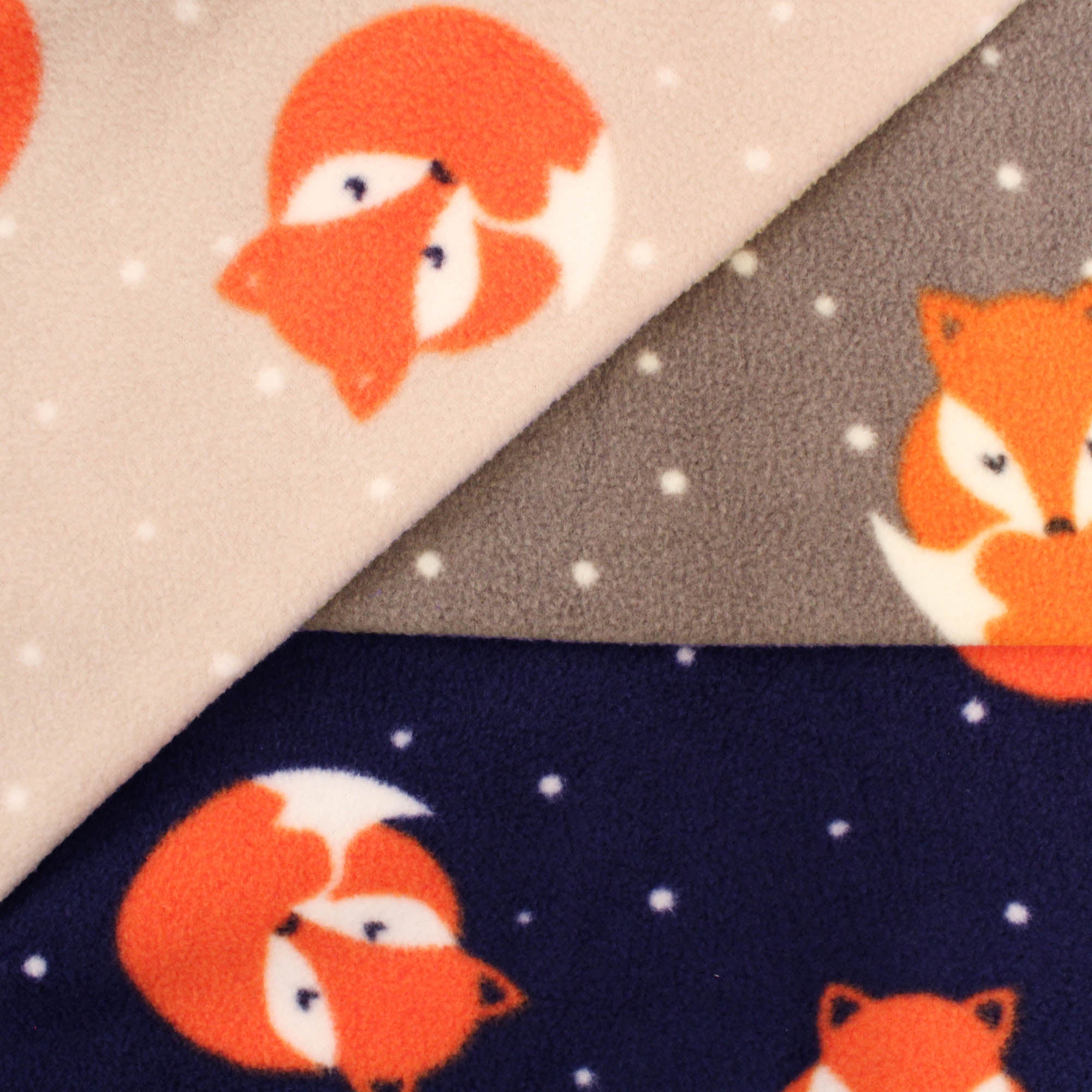 Anti-Pill Printed Polar Fleece Fabric - Fox Design